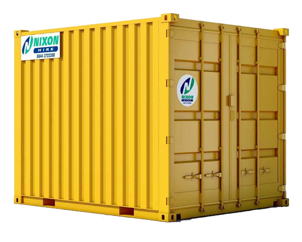 10' x 8' Secure Steel Container Cut Out - Yellow With Nixon Hire Decals