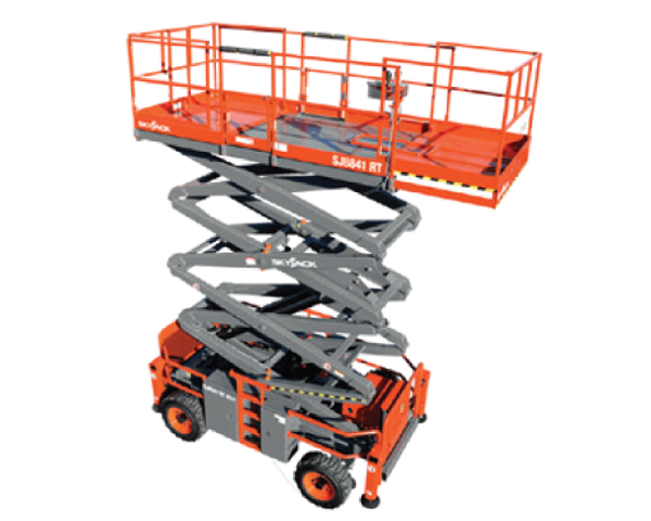 Diesel scissor lift with large platform area and height up to 14.5 metres.